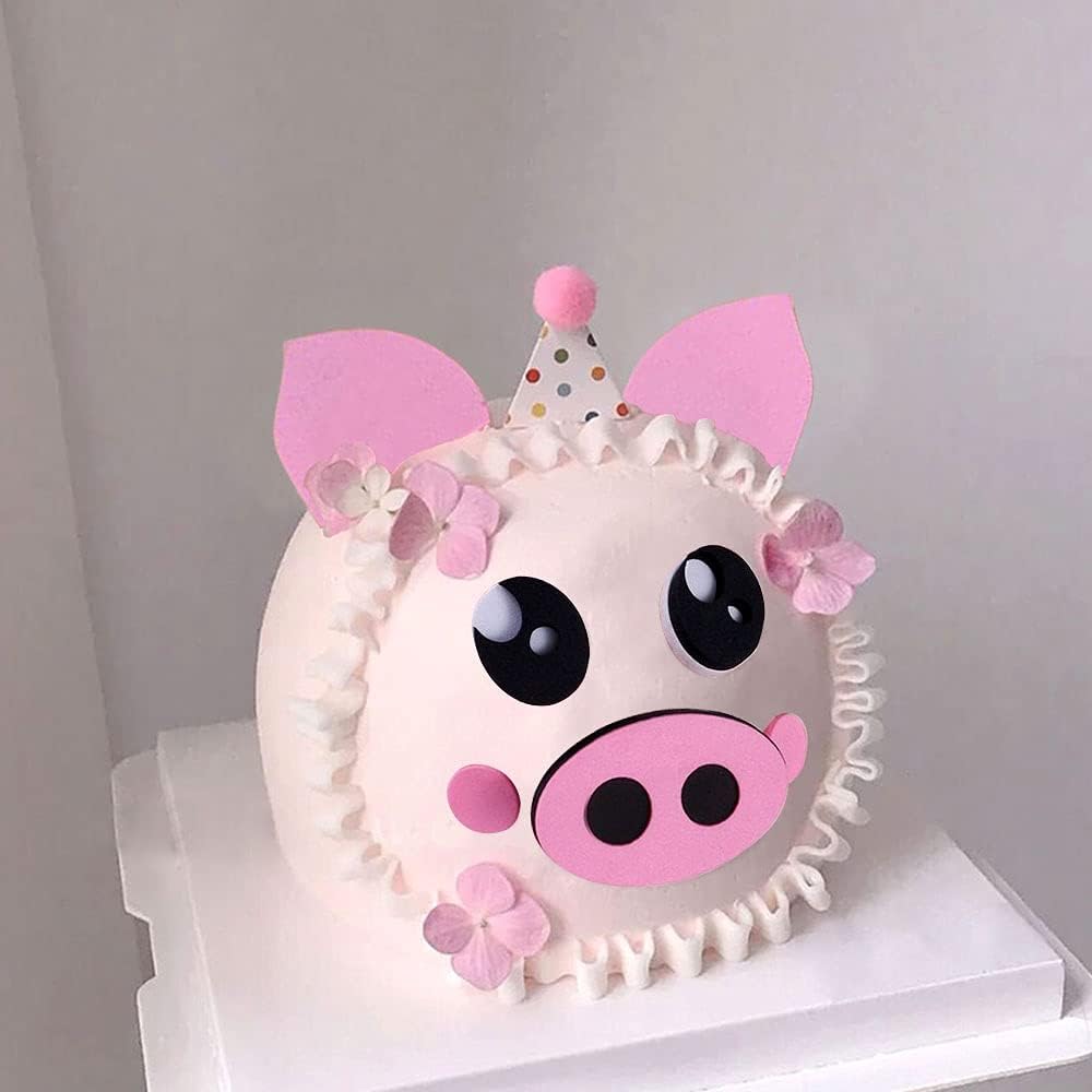 Amazon.com: LaVenty Pink Pig Cake Decoration Pink Piggy Cake Decoration ...