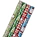 Amazon.com: Hallmark Reversible Quad Pack Wrapping Paper (Santa & Trees ...