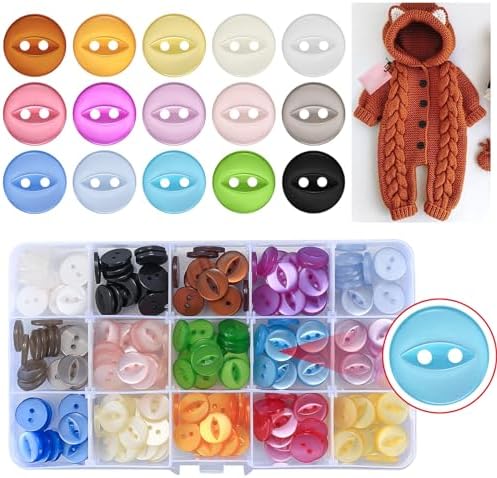 225PCS Multi-Color Baby Resin Buttons - 14mm Round Fisheye, 2 Hole for ...