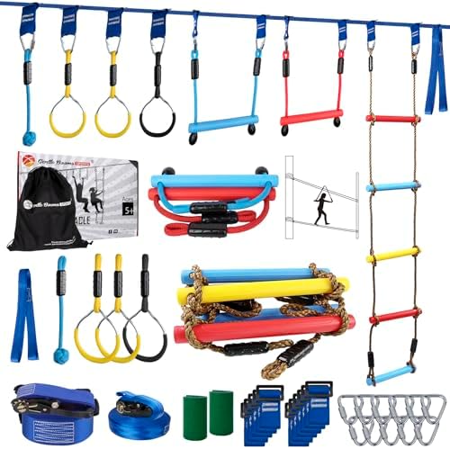 Amazon.com: Portable 50 Foot Ninja Slackline Monkey Bar & Ladder Kit ...