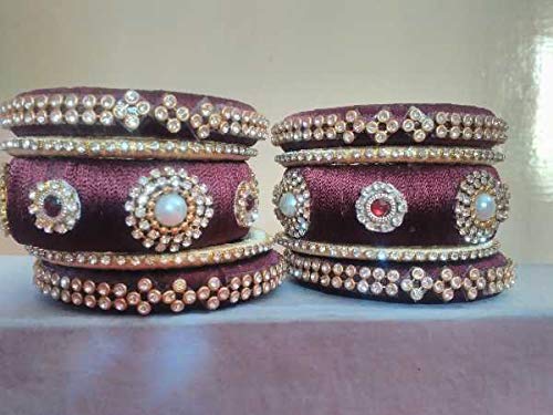 Buy Beautiful Silk Thread Maroon Colored Bangles Total 10 Bangles ...