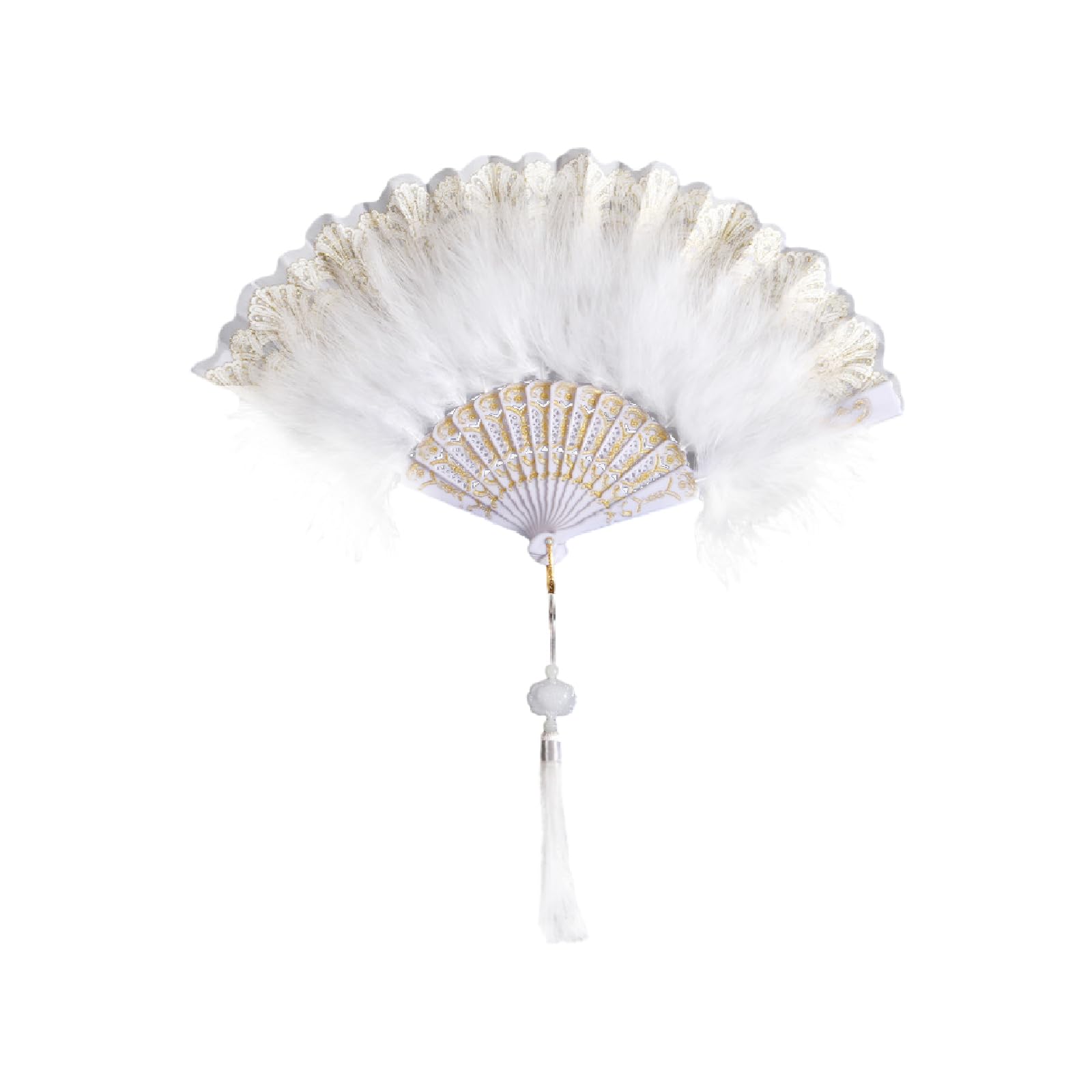1920s Vintage Feather Fan Embroidered Flower Marabou Feather Fan ...