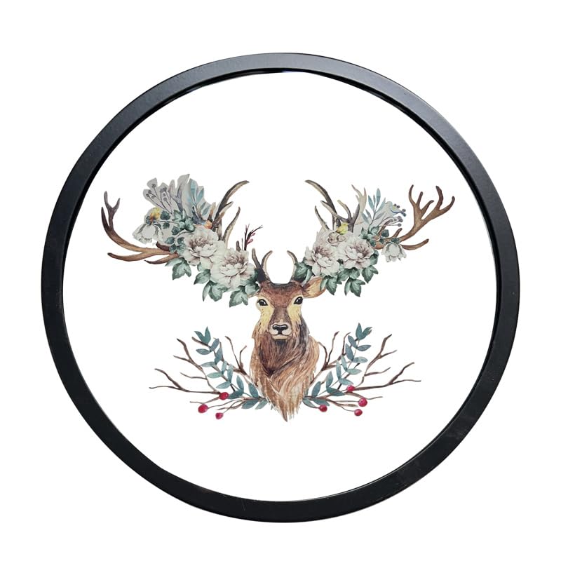 9.5 Inch Round Mirror, Black Metal Frame Metal Wall Mirror Elk for ...