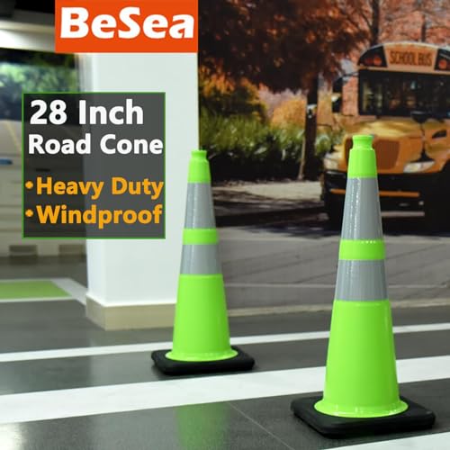 Snapklik.com : BESEA 8Pack 28 Inch Traffic Cones Green Safety Cones