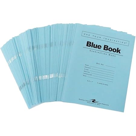 TestingForms.com 8.5" x 7" Examination Blue Book 8 Sheets 16 Pages 10 ...