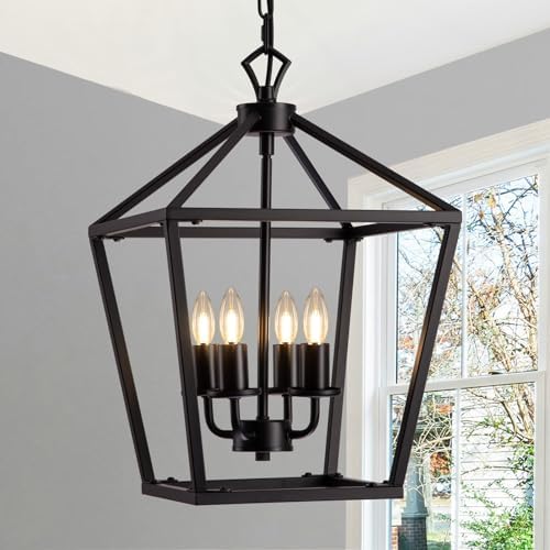 Classic Farmhouse Chandelier, Black Pendant Light Fixture for Kitchen ...