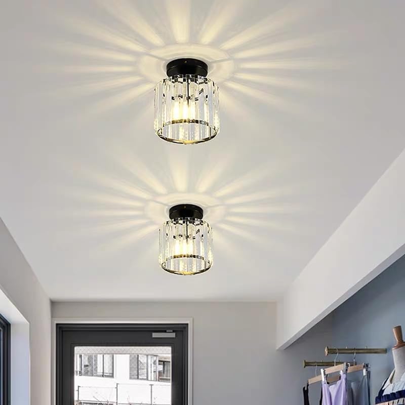 YHTlaeh Close to Ceiling Light Fixtures Mini Crystal Flush Mount ...