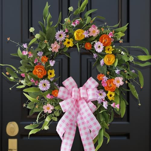 Amazon.com: AIMEIS Spring Wreath 20'' Summer Wreaths for Front Door ...