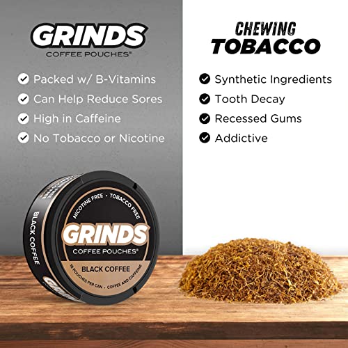 Grinds Coffee Pouches | 3 Cans of Black Coffee | 18 Pouches Per ...