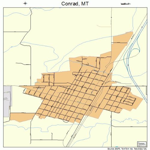 Large Street & Road Map of Conrad, Montana MT - Printed poster size ...