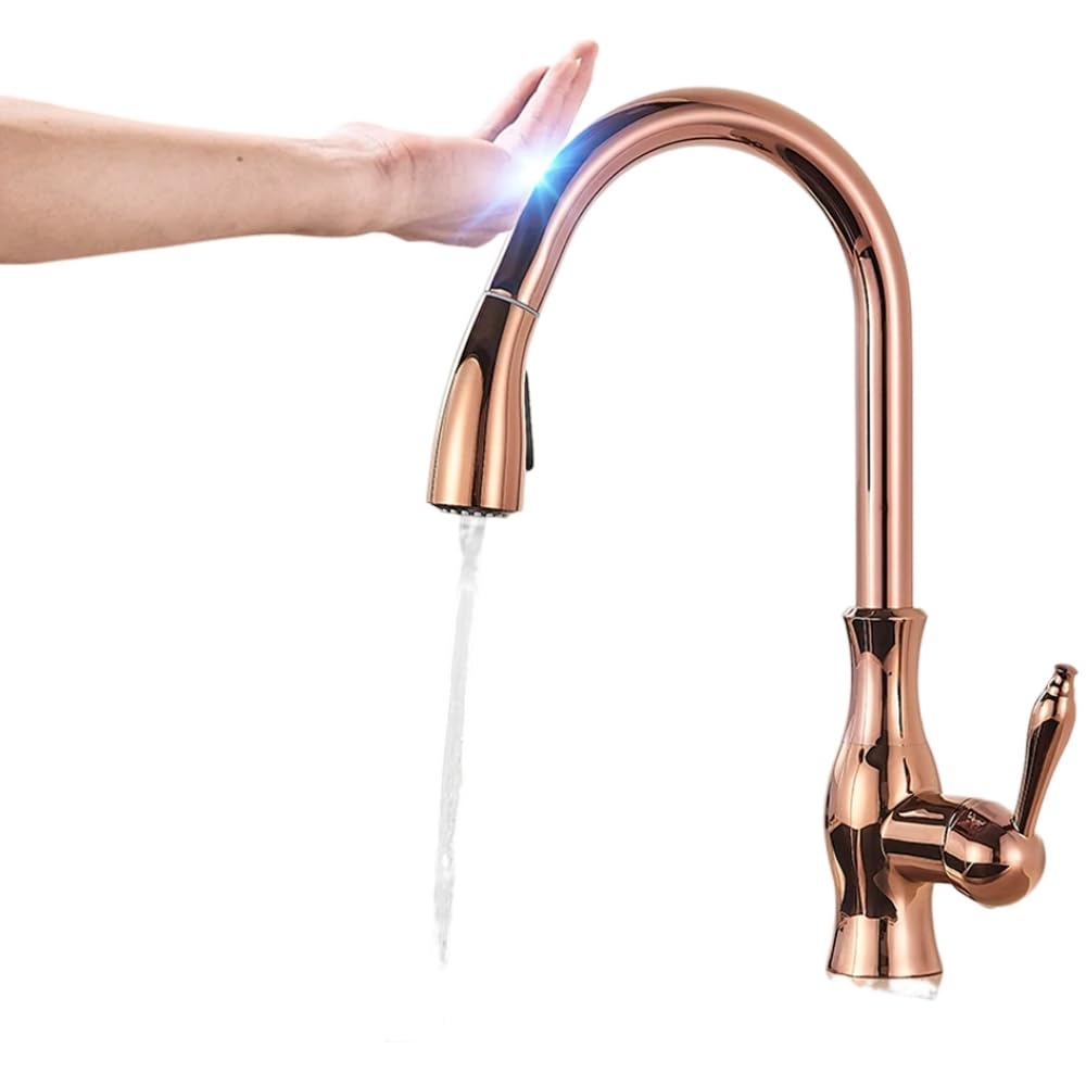 unlkvhool Kitchen Sink Taps Black Pull Out Sensor Kitchen Faucet ...