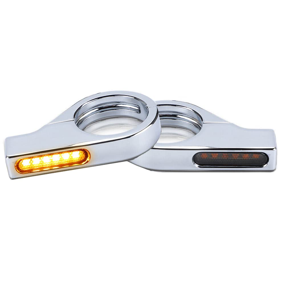 Snapklik.com : Chrome Motorcycle Turn Signals 39mm 41mm Fork Clamp ...