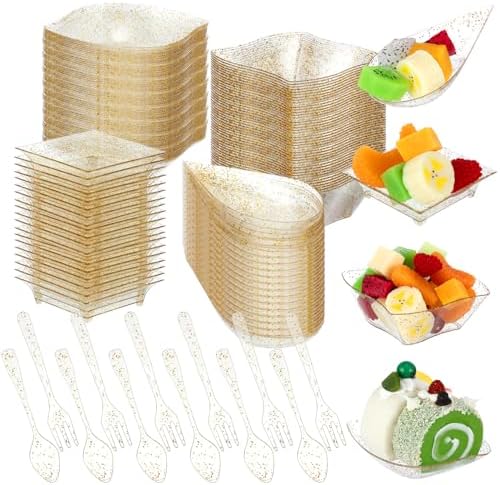 Amazon.com: Tessco 400 Pcs Mini Plastic Dessert Plates Set, including ...