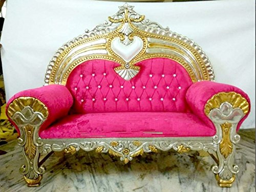 Pine & Pillar's 3 Seater Bahubali Sofa Cum Chair with Gold & Silver ...