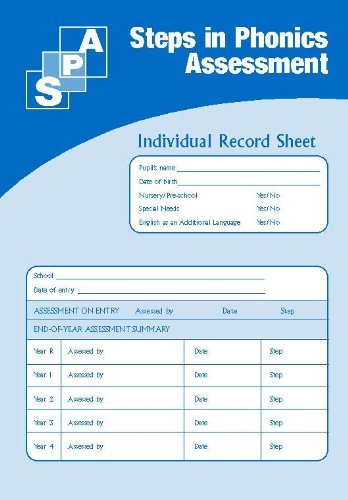Steps in Phonics Assessment: Record Sheet PK20 : Oldham, Deborah ...