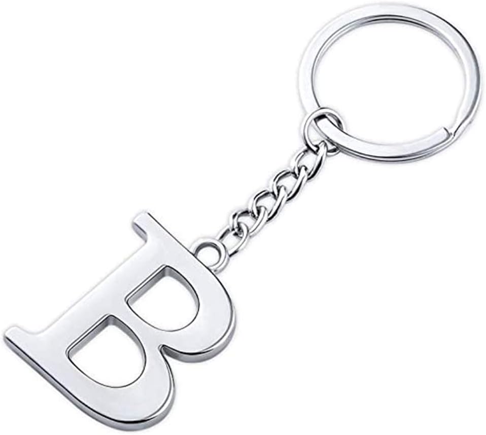 Initial Letter Keychain Alphabet Key Rings Stainless Steel Letter Charm ...