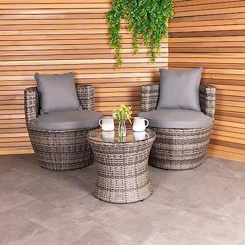 Trueshopping 3 Piece Egg Chair Bistro Set with Coffee Table | Rattan ...