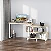 Amazon.com: HOMCOM Mobile L-Shaped Rotating Computer Desk with Storage ...