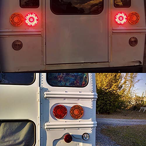 Partsam Lot de 2 feux arrière ronds rouges de 17,8 cm avec 36 LED ...