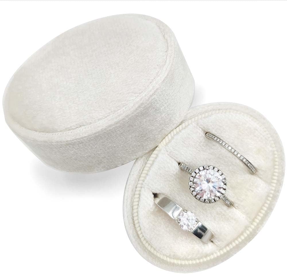 Amazon.com: Beatilog Velvet Oval Ring Box 3 Slots - Premium Wedding ...