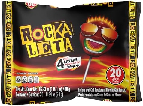 Amazon.com : Sonrics Rockaleta Bag, Bubble Gum and Candy Lollipops with ...