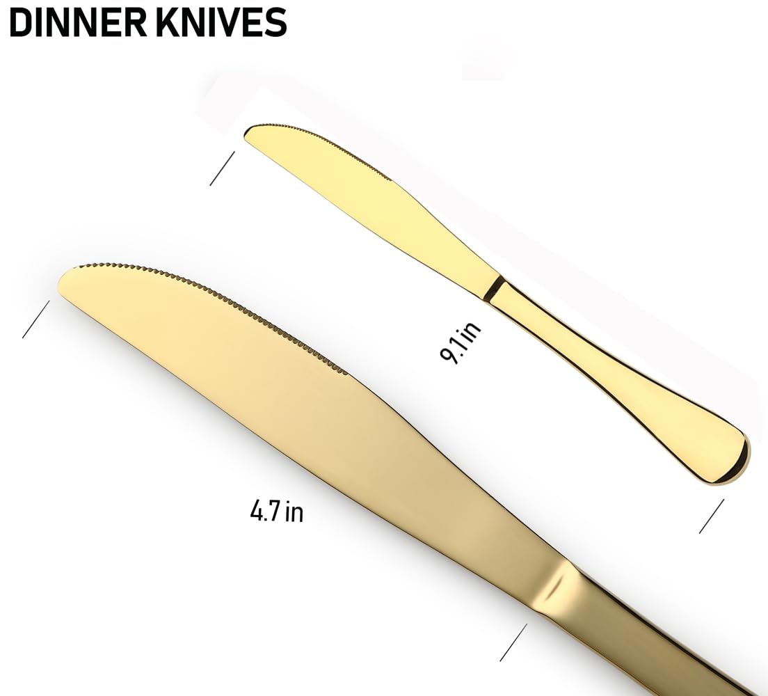 Snapklik.com : Gold Dinner Knives Set Of 8, Stainless Steel Golden 8 ...