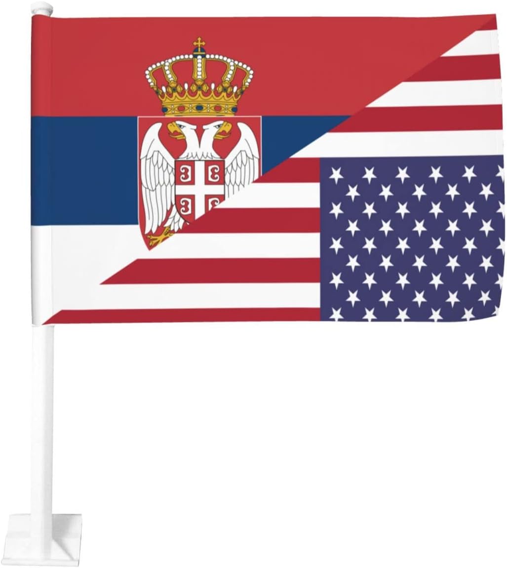 Amazon.com : American and Serbian Flags Car Flag 12"x18" Car Window ...