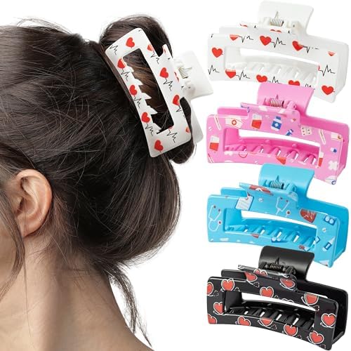 Amazon.com : PANTIDE 4Pcs Nurse Hair Claw Clips for Women Girls - Cute ...