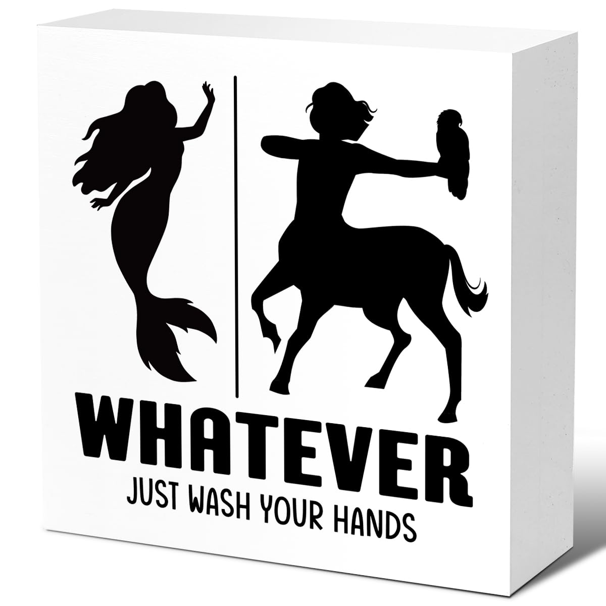 Funny Bathroom Mermaid & Centaur Wood Block Signs,Just Wash Your Hands ...