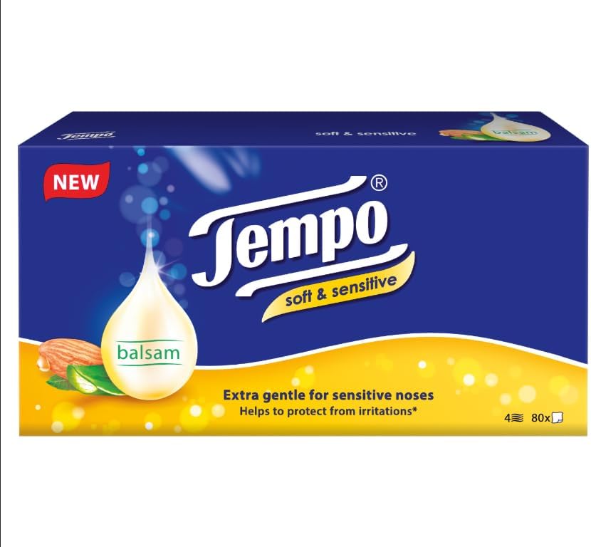 Tempo Balsam Soft & Sensitive Tissues Almond Oil 80's 4ply (12 Pack ...