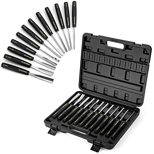 Yellowhammer Full Size Wood Carving Tools 12 Piece Set - Gouges and ...