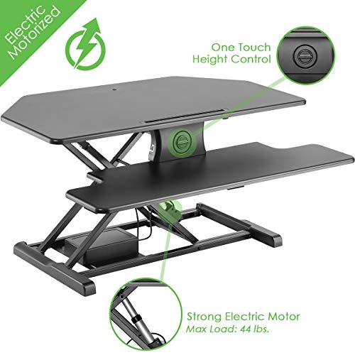 AdvanceUp 37.4" 2-Tier Electric Corner Standing Desk Converter Riser ...