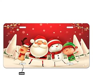 Amazon.com: Lefolen Christmas Car Front License Plate Cute Santa Claus ...