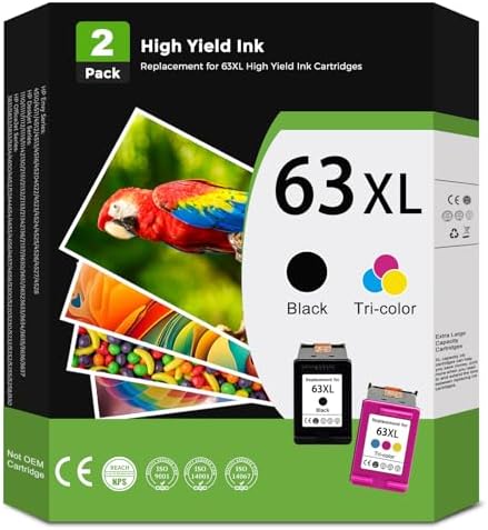 Jonity Remanufactured 63XL Ink Cartridge Replacement for HP 63 HP63 XL ...