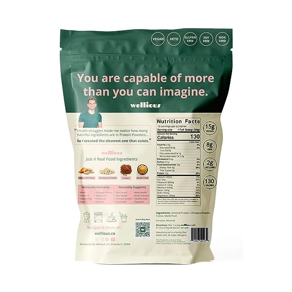 wellious Clean Vegan Protein Powder Chocolate - Organic Plant Based ...