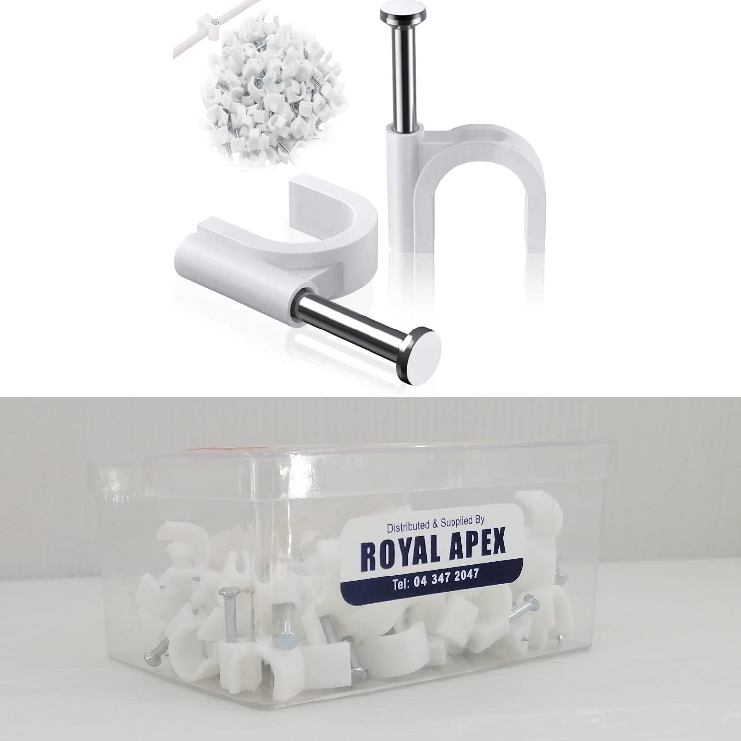 Royal Apex Electrical Cable Wire Round Clips, Steel Nails Tacks Holder ...