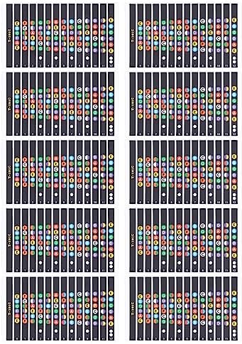 Amazon.com: 10 Sheet Guitar Fretboard Stickers, Coded Note Scale Decals ...