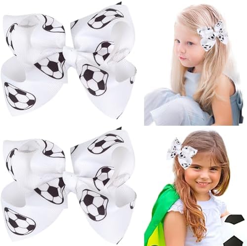 Amazon.com : Soccer Ribbon Bow Hair Clips Soccer bows are Hair ...