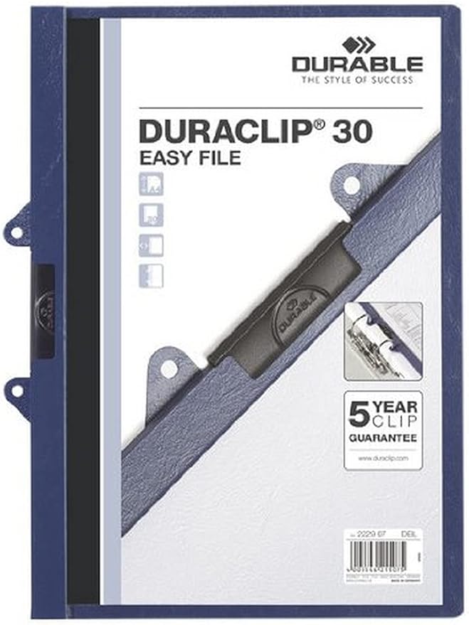 Durable Duraclip 222907 Easy Clip File for 1-30 Sheets A4 - Dark Blue ...