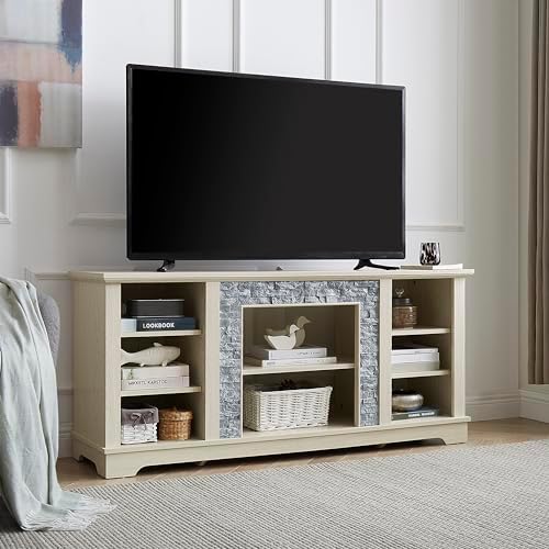 Amazon.com: Tangkula White TV Stand, Modern Tall Entertainment Center ...