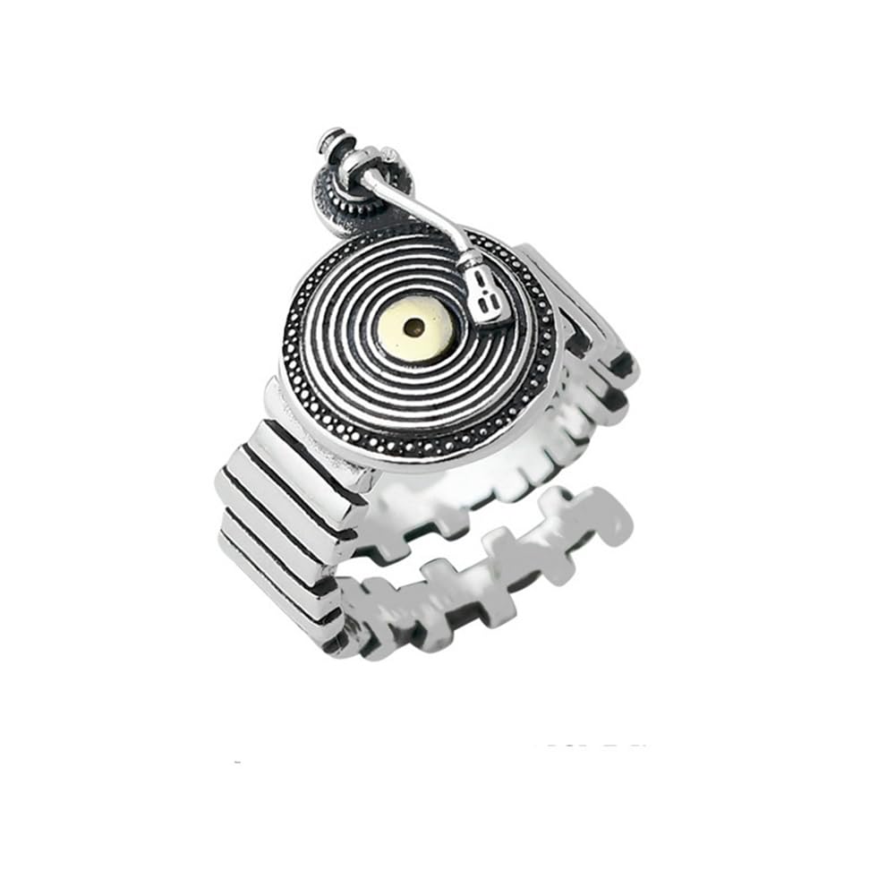 Amazon.com: DJ Music Vinyl Disc Maker Personalized Statement Ring Open ...