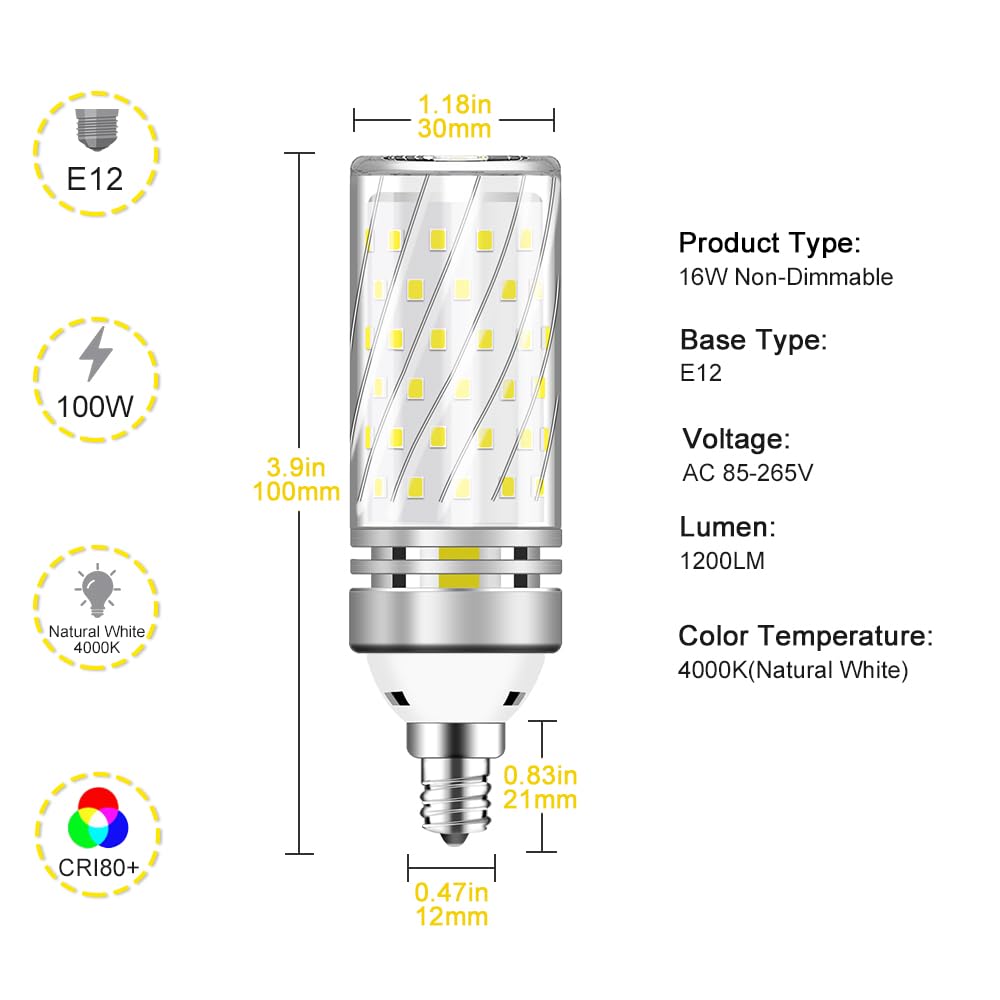 Snapklik.com : LED Light Bulb, 16W E12 Base, 1500LM 120W Equivalent ...