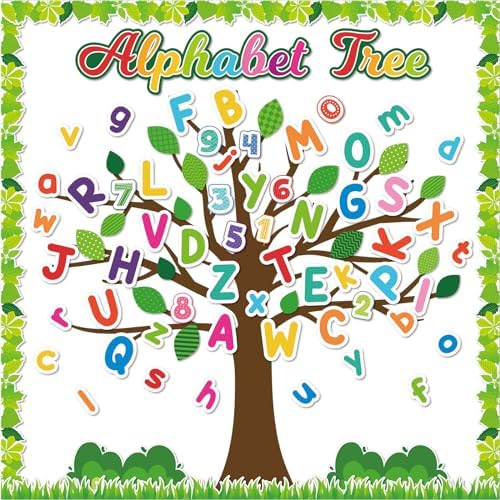 Amazon.com: 100PCS Classroom Alphabet Tree Bulletin Board Decoration ...