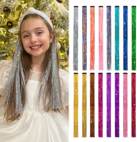 Amazon.com : MYKURS Clip in Tinsel Hair Extensions, Colored Hair ...