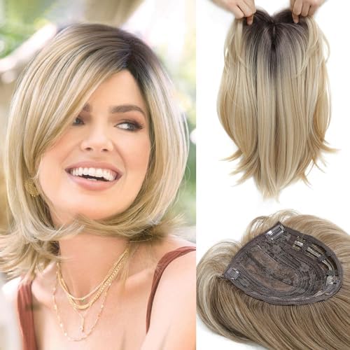 Amazon.com : 100% Human Hair Toppers Clip in Hairpieces with 3D Air ...