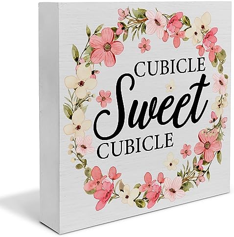 Amazon.com: Cubicle Sweet Cubicle Wood Box Sign Decor Rustic Funny ...