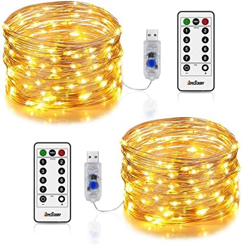 Augone [2 Pack] Fairy String Lights, 120LED 12M/40Ft 8 Modes USB Plug ...