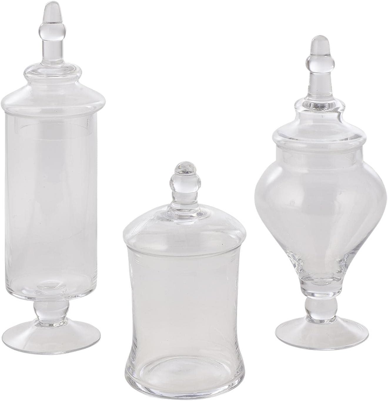 Amazon.com: Tall Glass Candy Jars with Lids - 3 Pieces Per Set ...