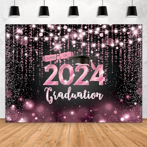 Amazon.com : MEHOFOND 7x5ft Class of 2024 Graduation Backdrop Black ...