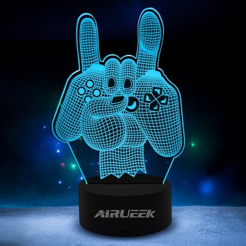 AIRUEEK Gaming Lights for Bedroom,3D Illusion Gaming Lamps,Gaming Night ...